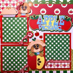 Apple Picking Scrapbook Layout, 2 Premade Scrapbook Pages Layout Paper ...