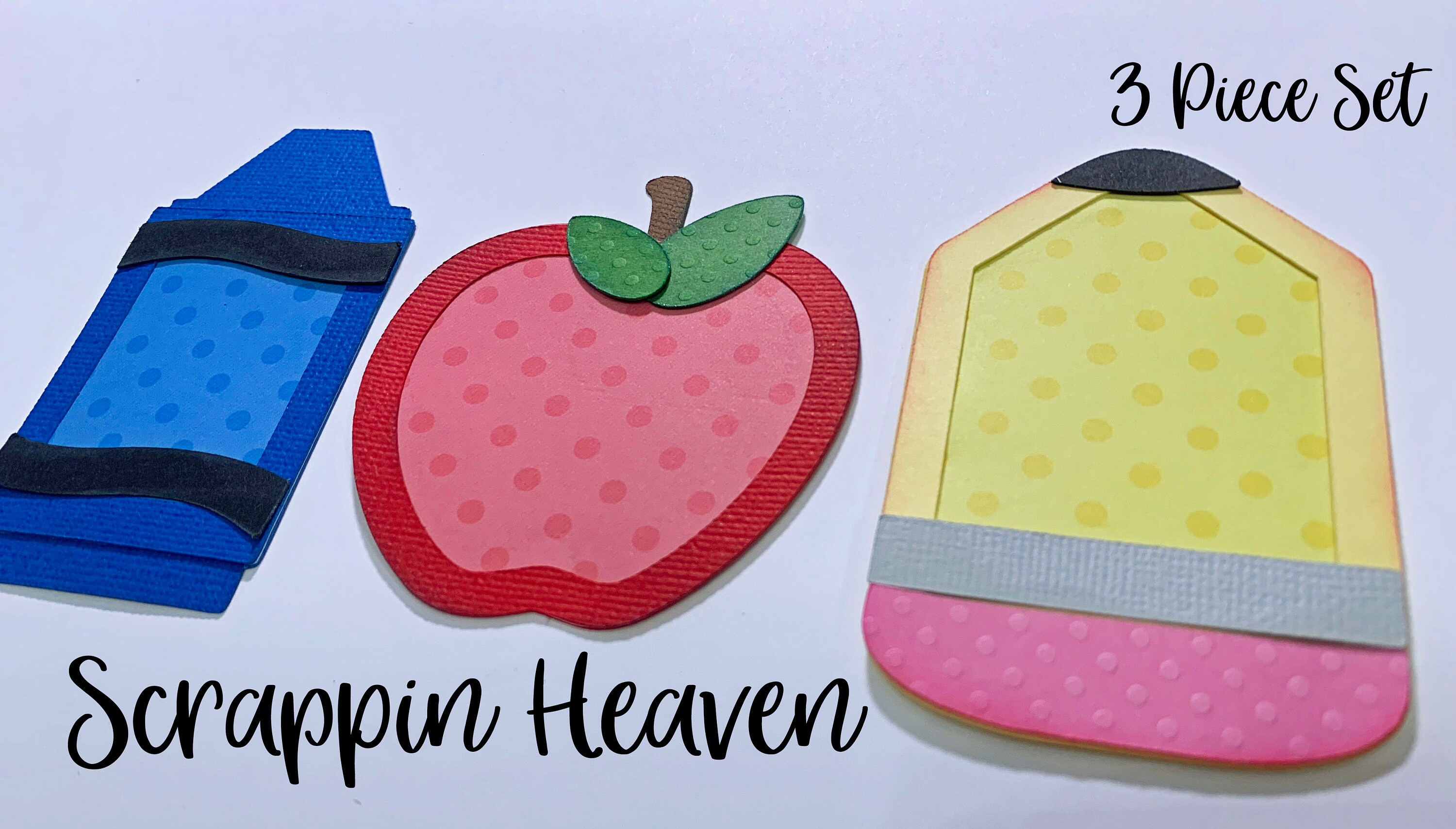 Crayon Apple Pencil School Die Cut, Layered Die Cut, Premade Paper ...