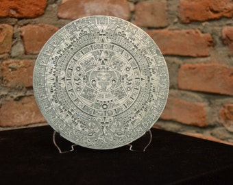 Aztec Sun Stone Calendar Collectible Brass Plate Wall - Etsy