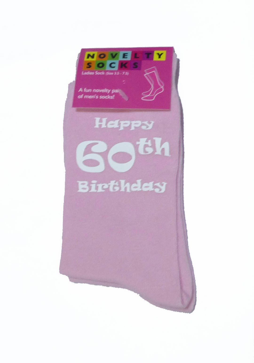 Happy 60th Birthday Printed in White Vinyl on Ladies Pink Cotton Blend ...