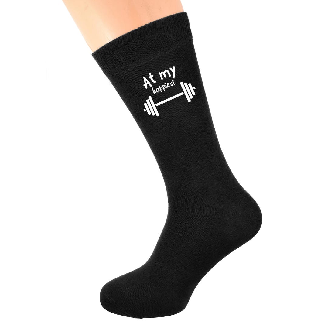 At My Happiest With Weightlifting Dumbbell Image Printed in White Vinyl ...