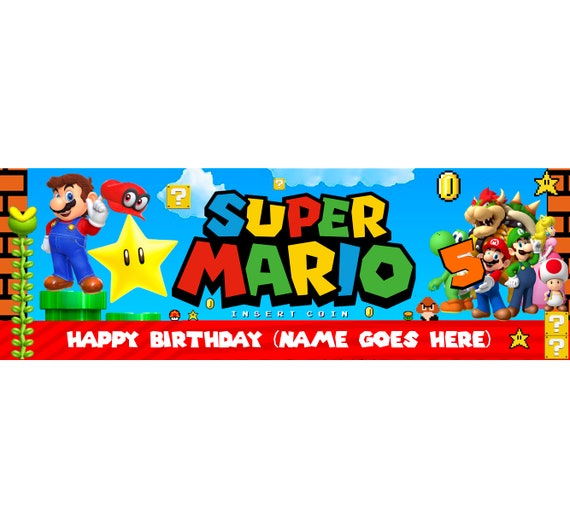 Super Mario Birthday Banner Personalised | Etsy