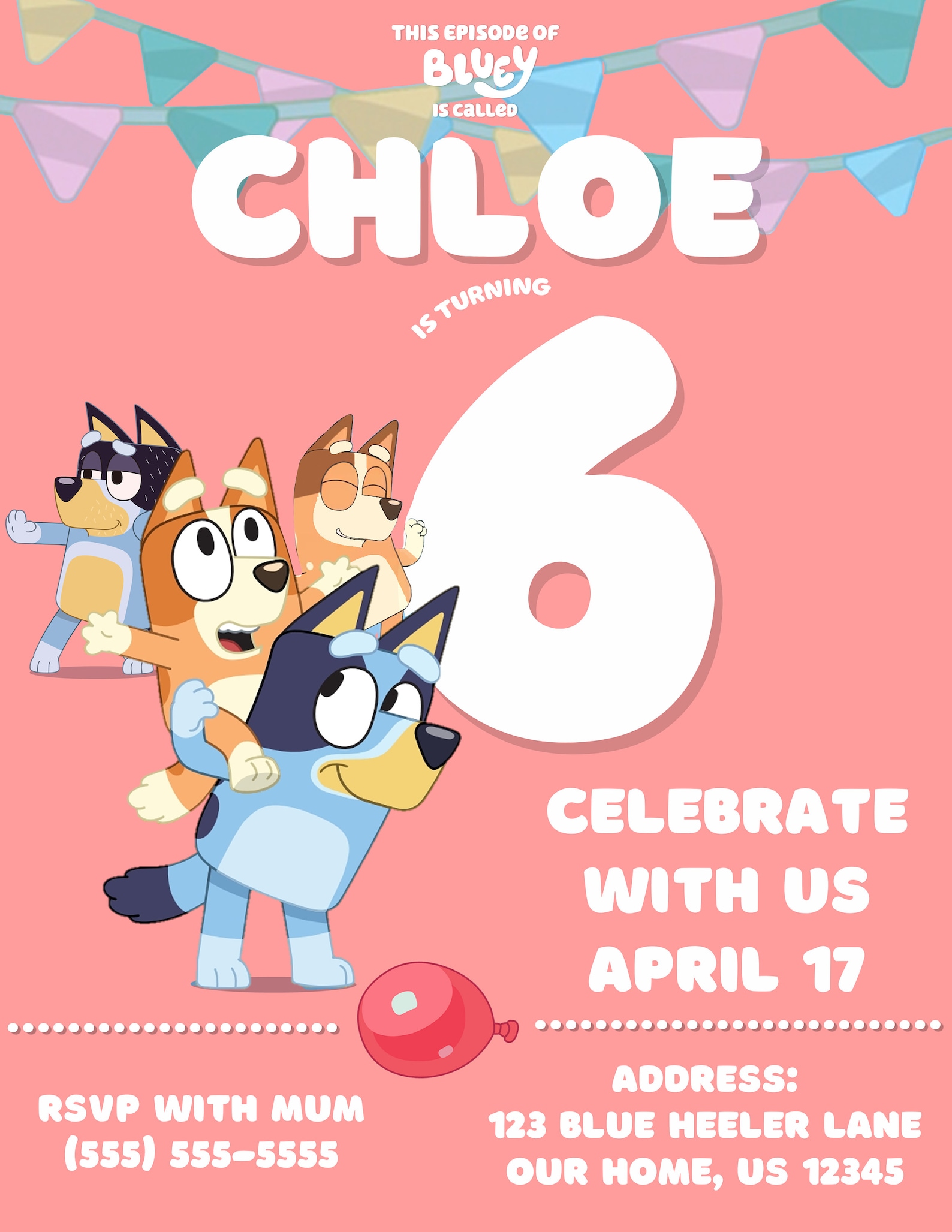 Bluey Theme- Bluey Birthday Invitation Canva Editable Digital ...