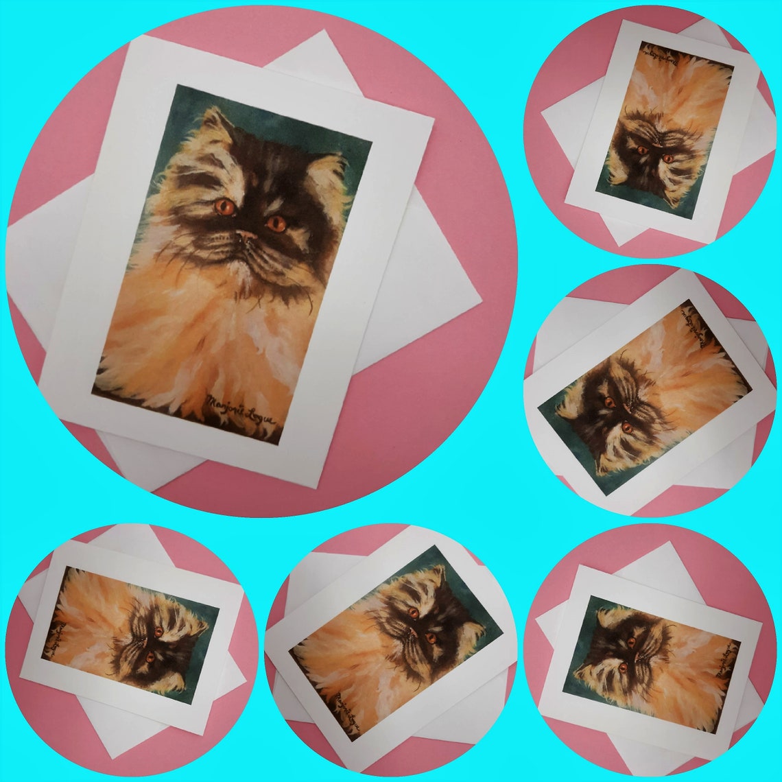 Cat Original Art Greeting Card Blank Inside Fine Art Cat | Etsy