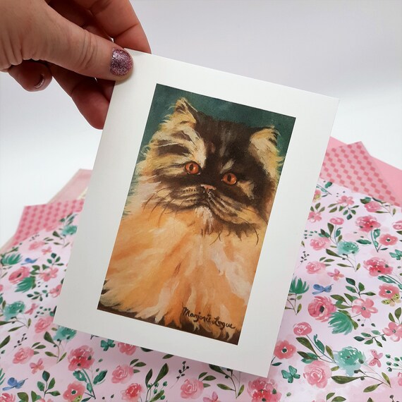 Cat Original Art Greeting Card Blank Inside Fine Art Cat | Etsy