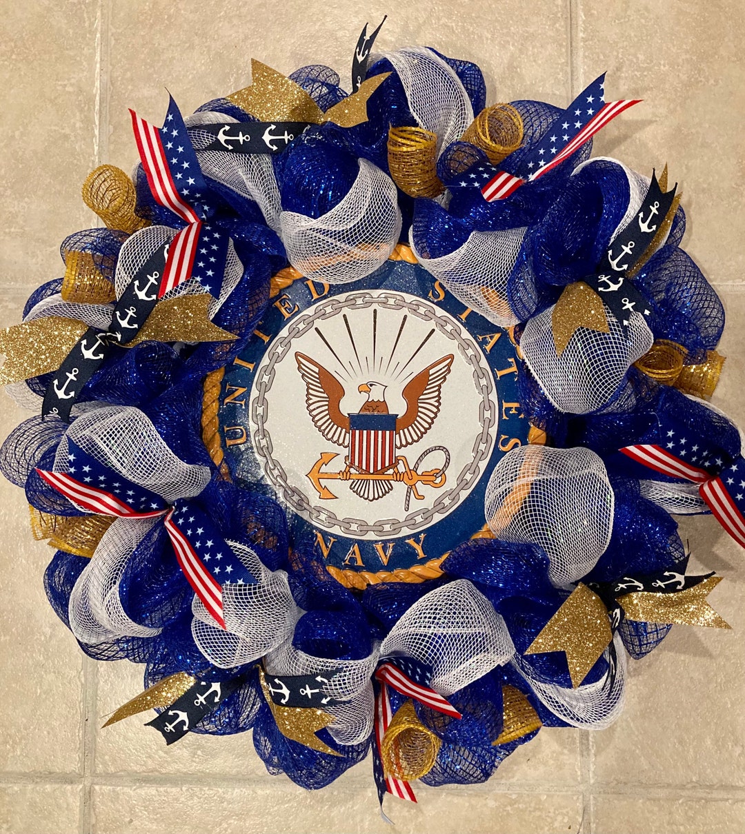 Navy Wreath - Etsy