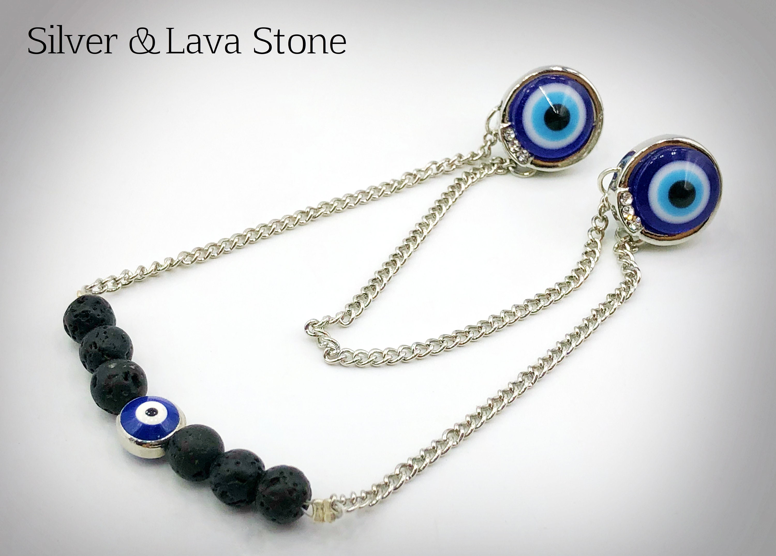 Evil Eye Collar Brooch Pin With Natural Gemstone choose Your | Etsy