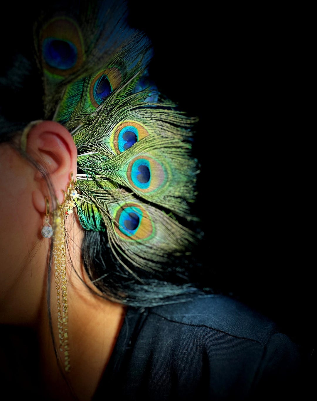 Peacock Ear Cuff, Feather Ear Cuff, Ear Cuff Feathers, Ear Wrap Cuff ...