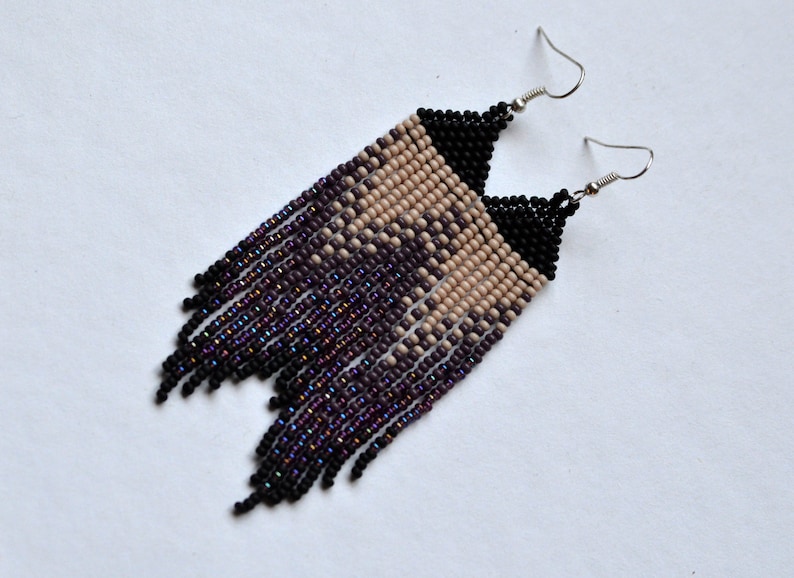 Beaded Earrings Boho Seed Bead Earrings Fringe Earrings | Etsy