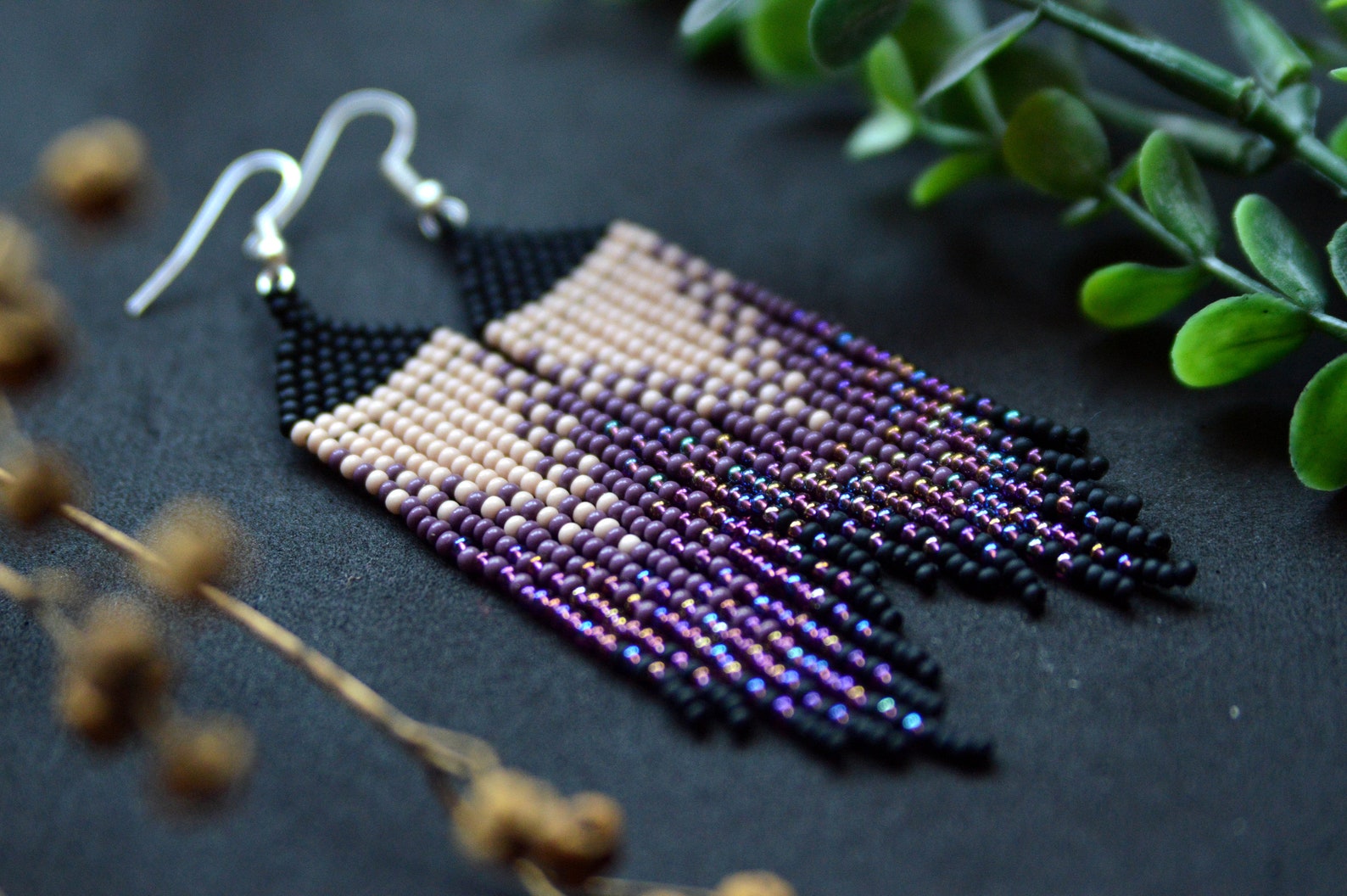 Beaded earrings Boho seed bead earrings Fringe earrings | Etsy