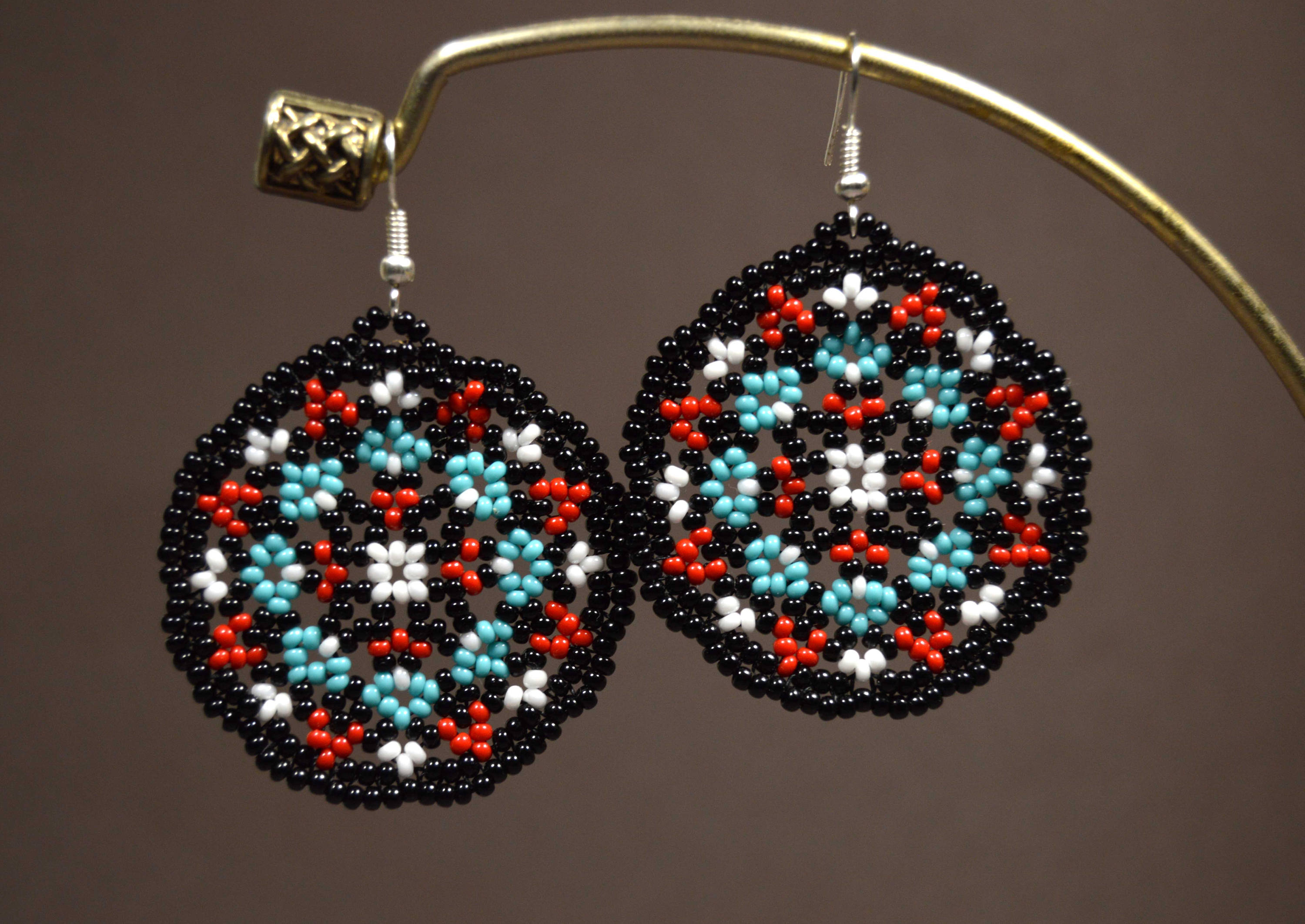 Native American Beaded Earrings Round Beaded Earrings - Etsy