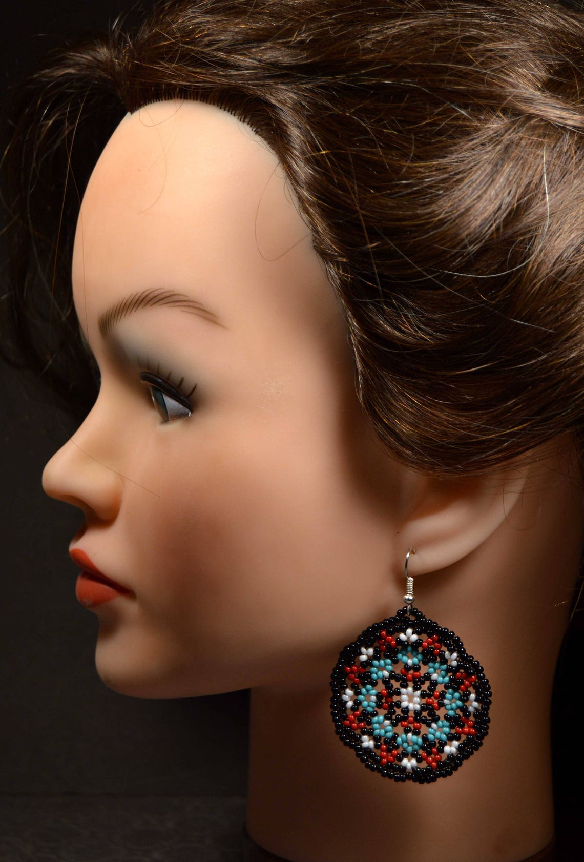 Native American Beaded Earrings Round Beaded Earrings - Etsy