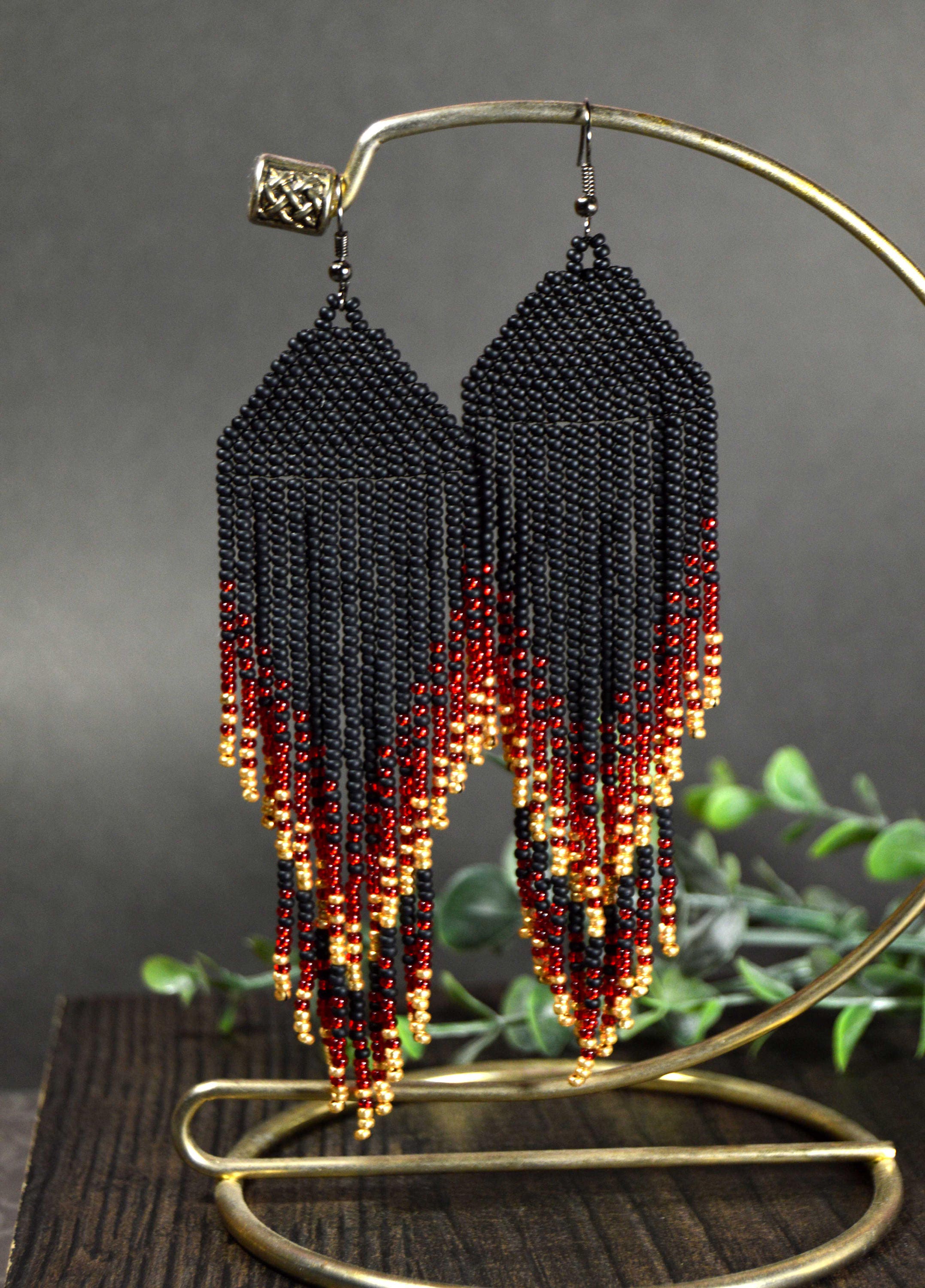 Long Beaded Fringe Earrings Seed Bead Earrings - Etsy