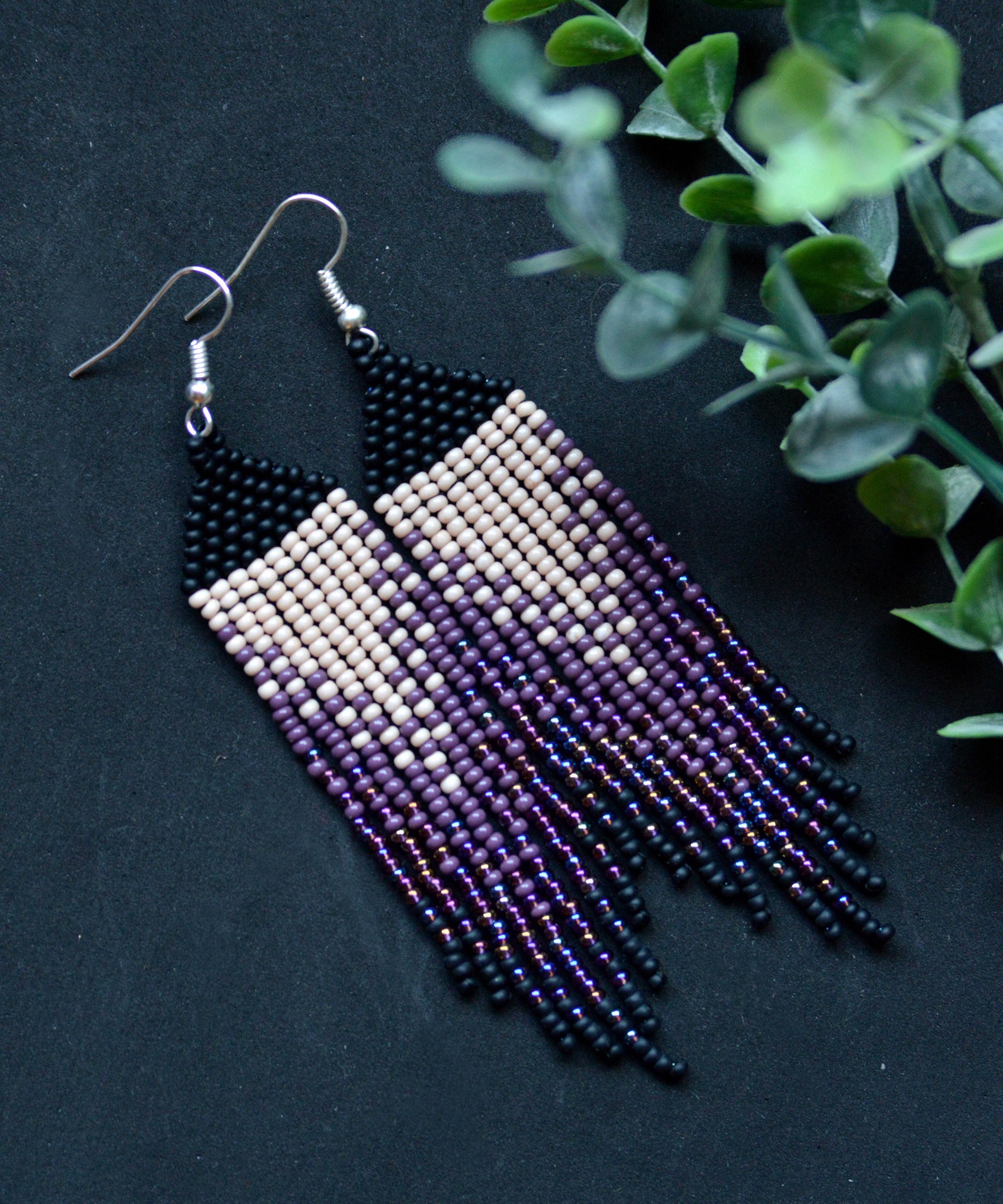 Beaded Earrings Boho Seed Bead Earrings Fringe Earrings - Etsy