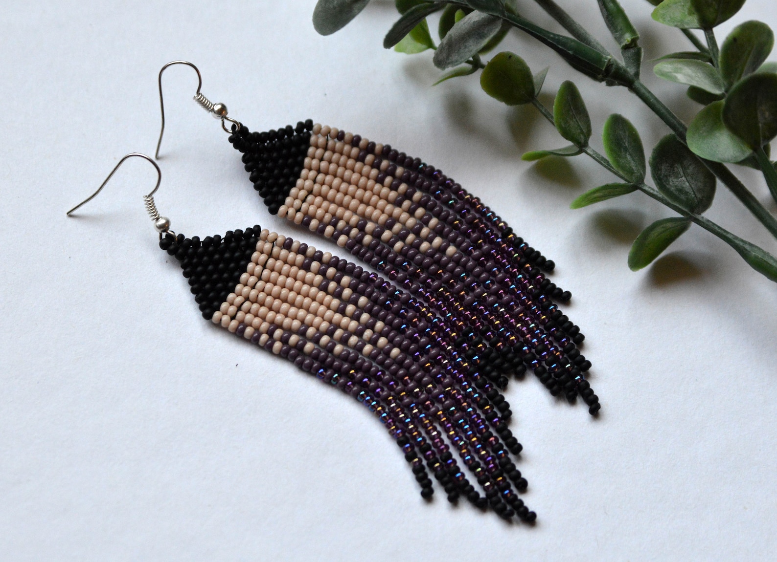 Beaded earrings Boho seed bead earrings Fringe earrings | Etsy