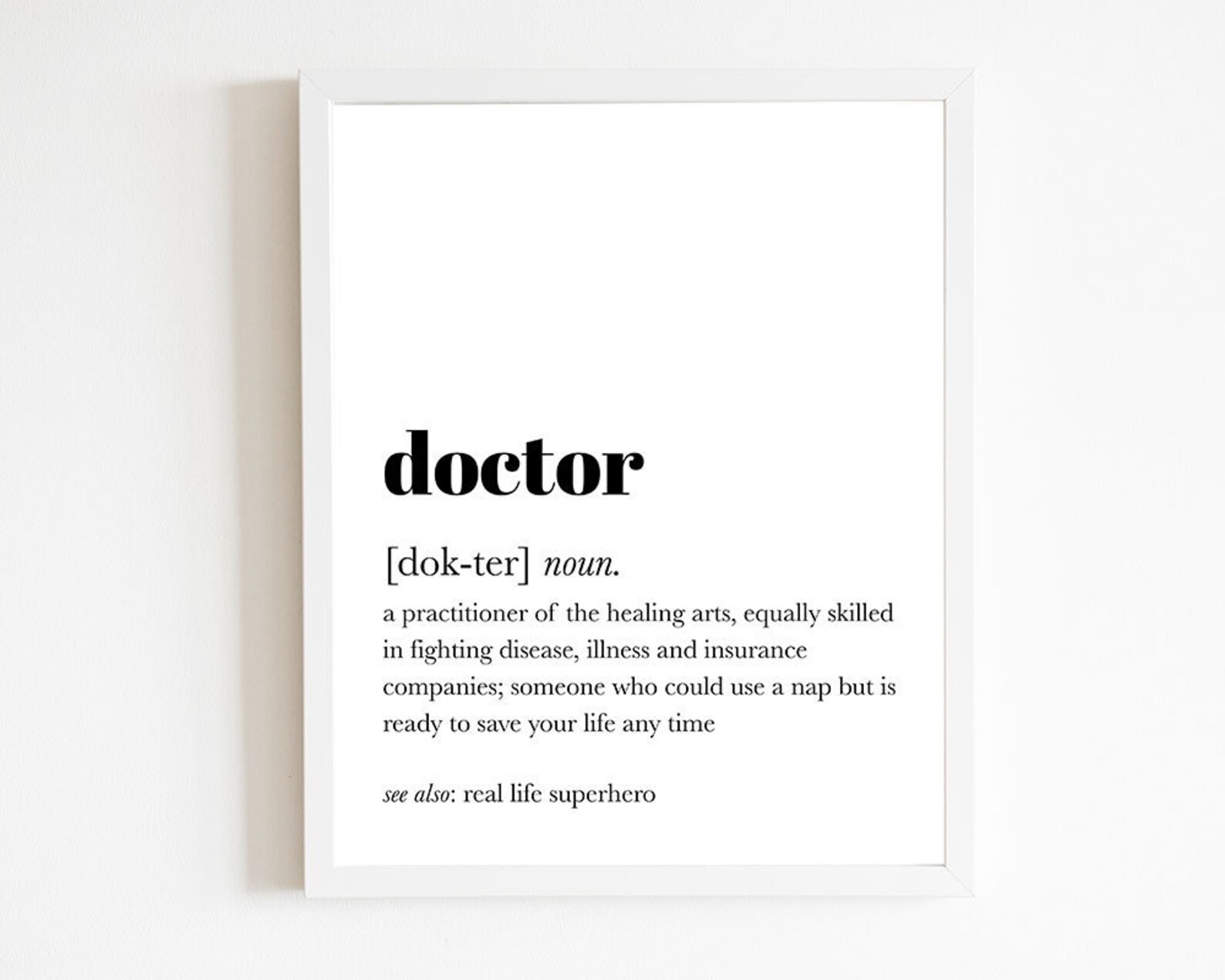 Doctor Gift, Doctor Definition Print, Doctor Poster, Doctor Graduation ...