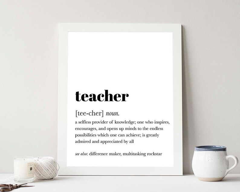 Teacher Definition Sign Gift for Teacher Printable Teacher - Etsy