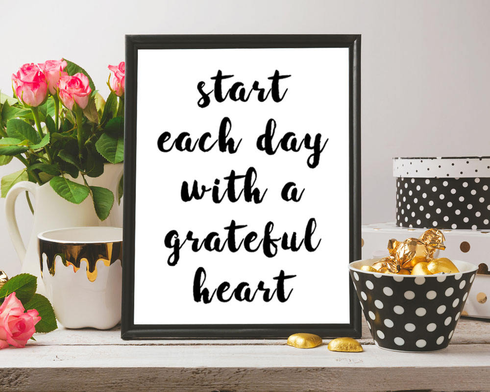 Start Each Day With a Grateful Heart Print Inspirational Wall - Etsy