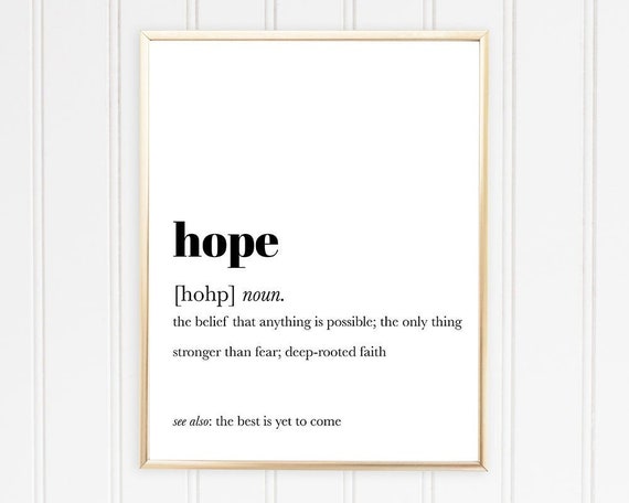 Hope Sign Decor Hope Definition Sign Hope Wall Art Hope - Etsy