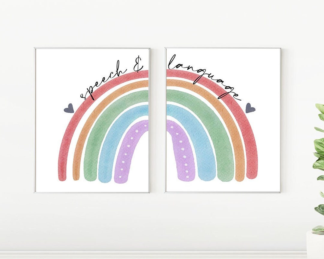 Speech Therapy Room Decor, Speech Posters Boho, Speech Rainbow Sign ...
