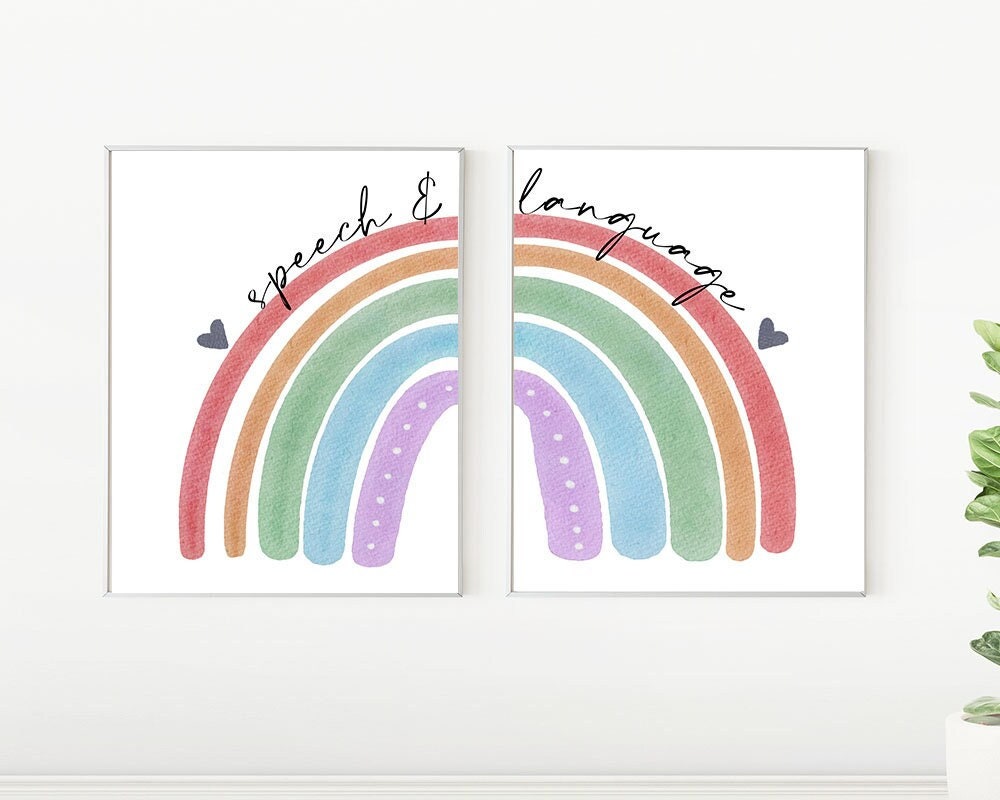 Speech Therapy Room Decor, Speech Posters Boho, Speech Rainbow Sign ...