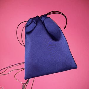 Satin Blue Color Bag, Textile Beaded Bag, Pouch, Bridal Shower ...