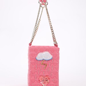 Whimsical Pink Velvet Bag With Princess Embroidery - Your Fairytale ...