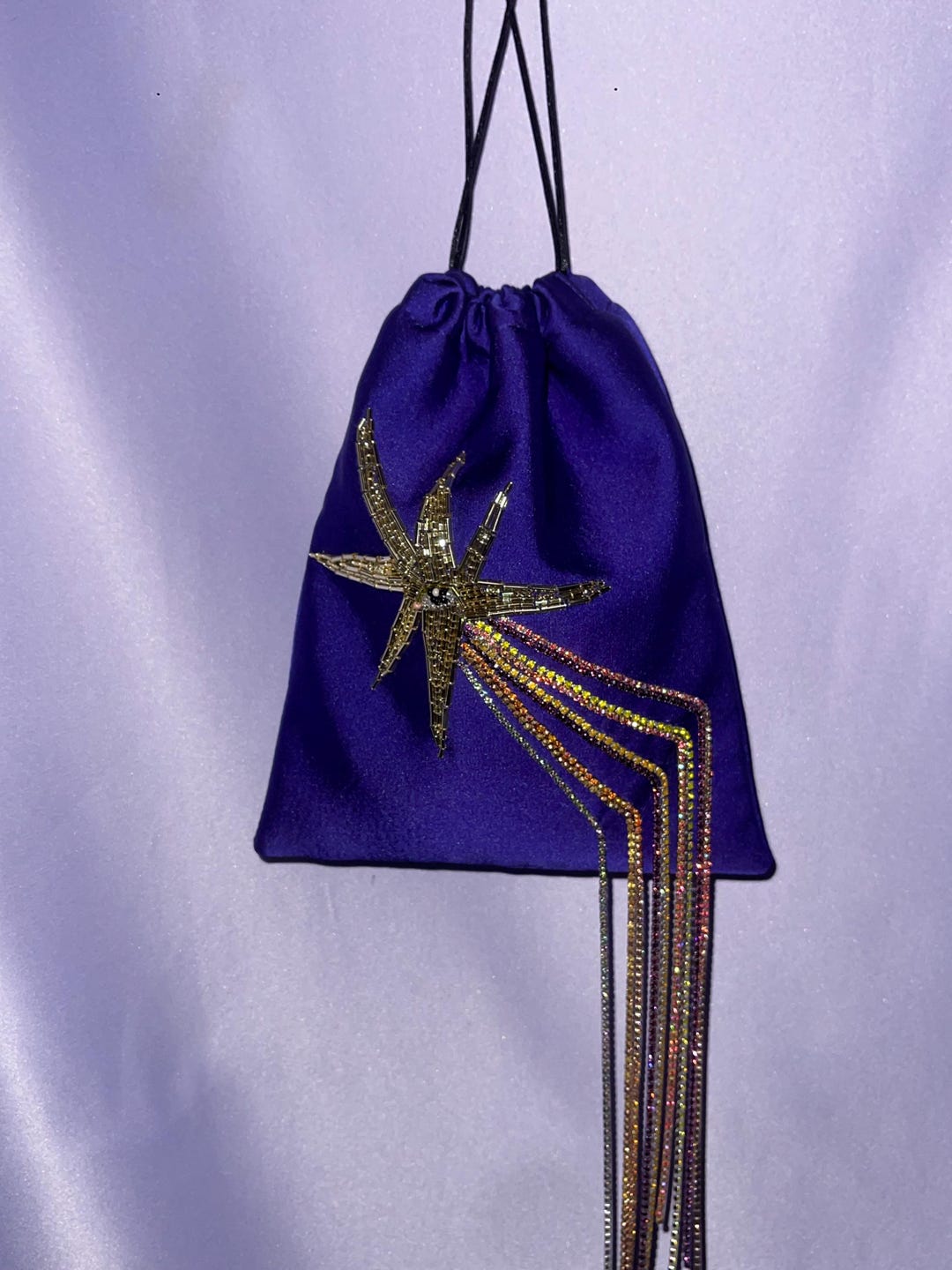 Satin Blue Color Bag, Textile Beaded Bag, Pouch, Bridal Shower ...