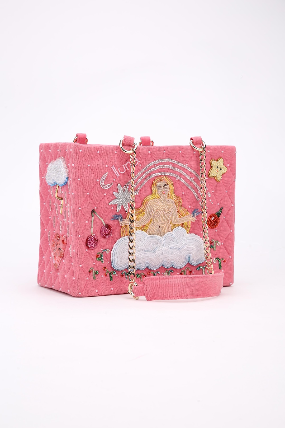 Whimsical Pink Velvet Bag With Princess Embroidery - Your Fairytale ...