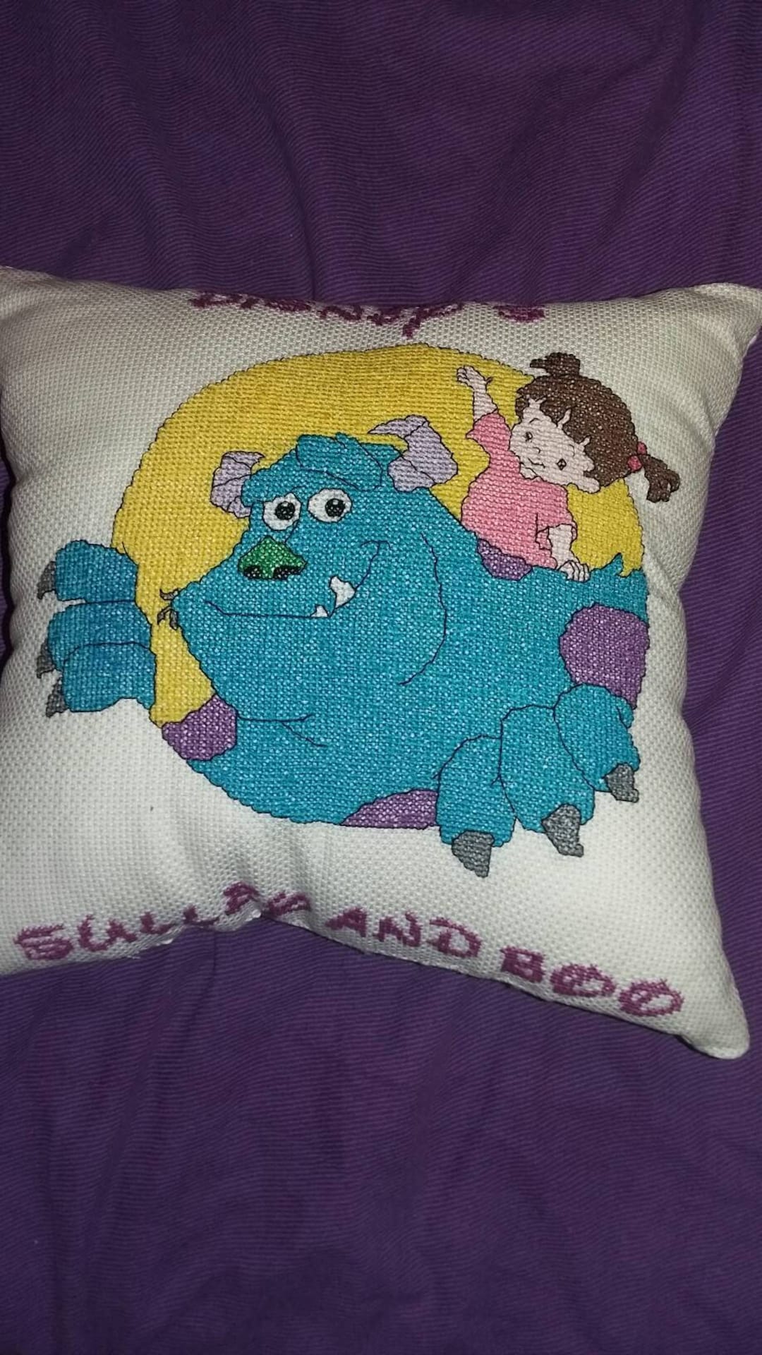 Disney's Sulley and Boo Cross Stitch Cushion - Etsy
