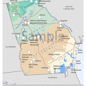 Georgia: Explore Your State - Frameable and Interactive Travel Map for ...