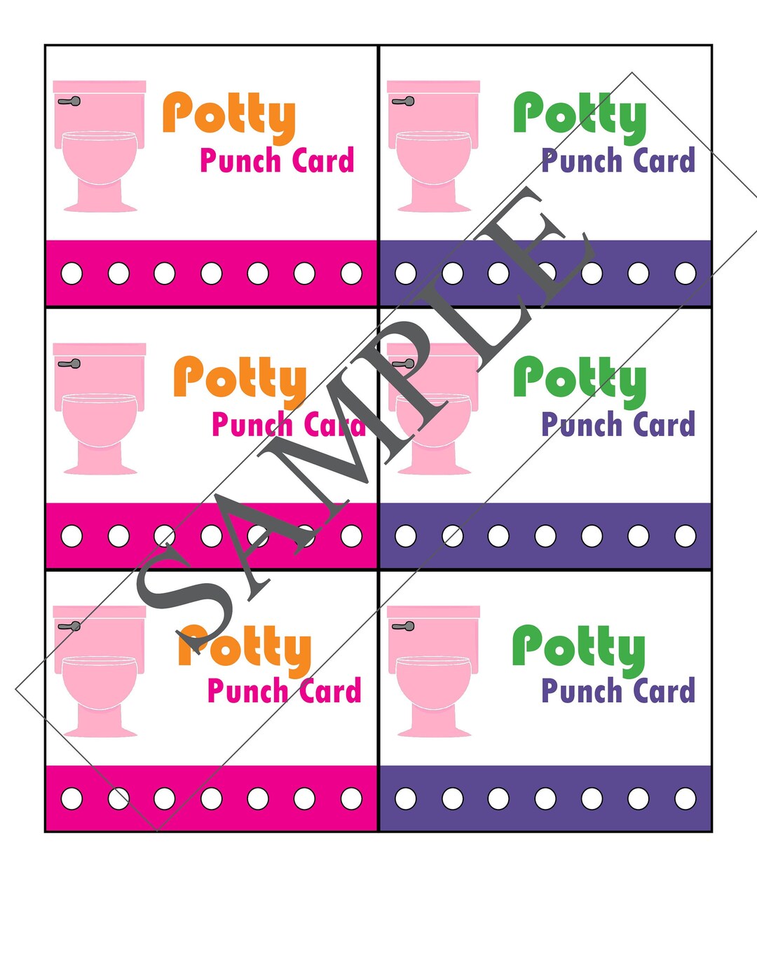 Potty Training Punch Cards (pink/purple) - Etsy
