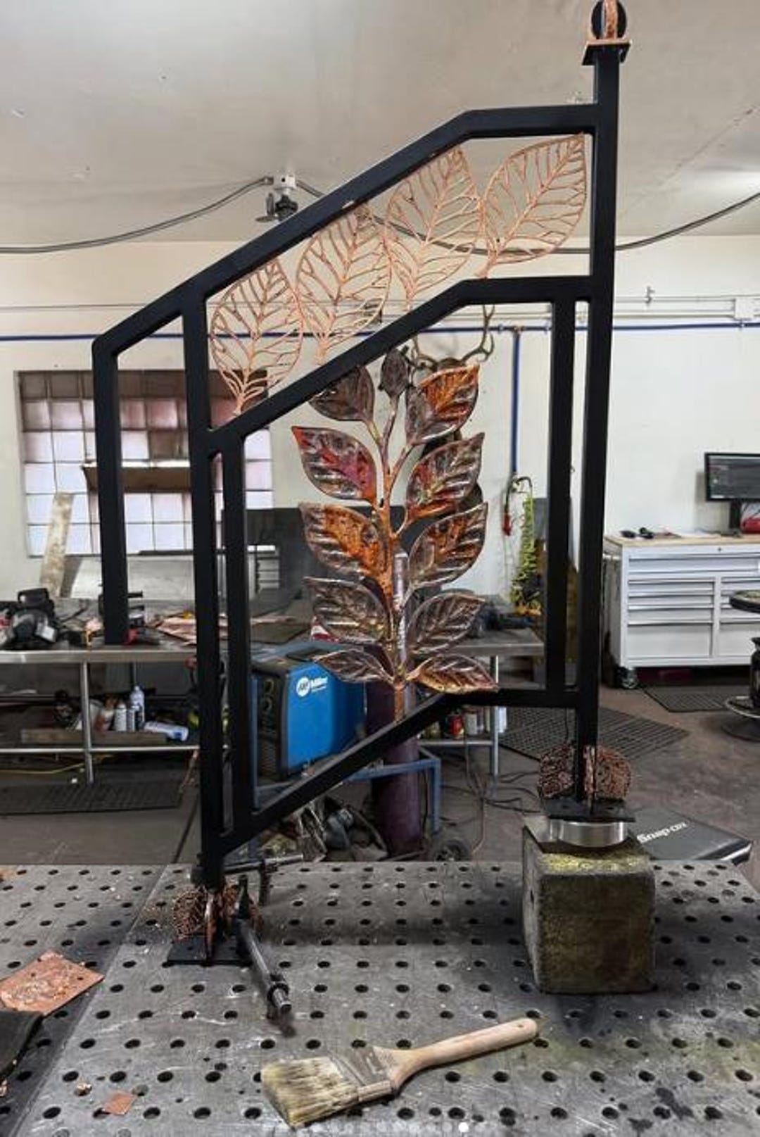 Handcrafted Copper Leaf Handrail – Custom Forged Steel Stair Railing - Etsy