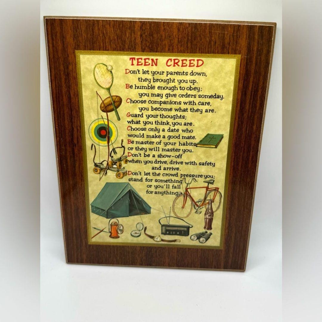 Vintage Teen Creed Wall Plaque - Etsy