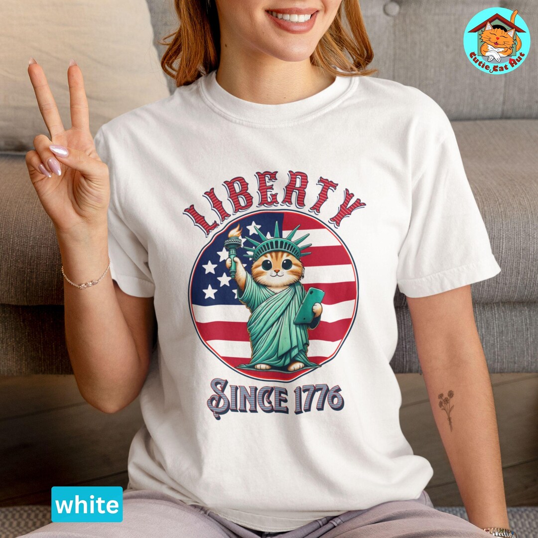 Statue of Liberty Cat T-shirt: Kawaii Funny Animal Tee - Etsy