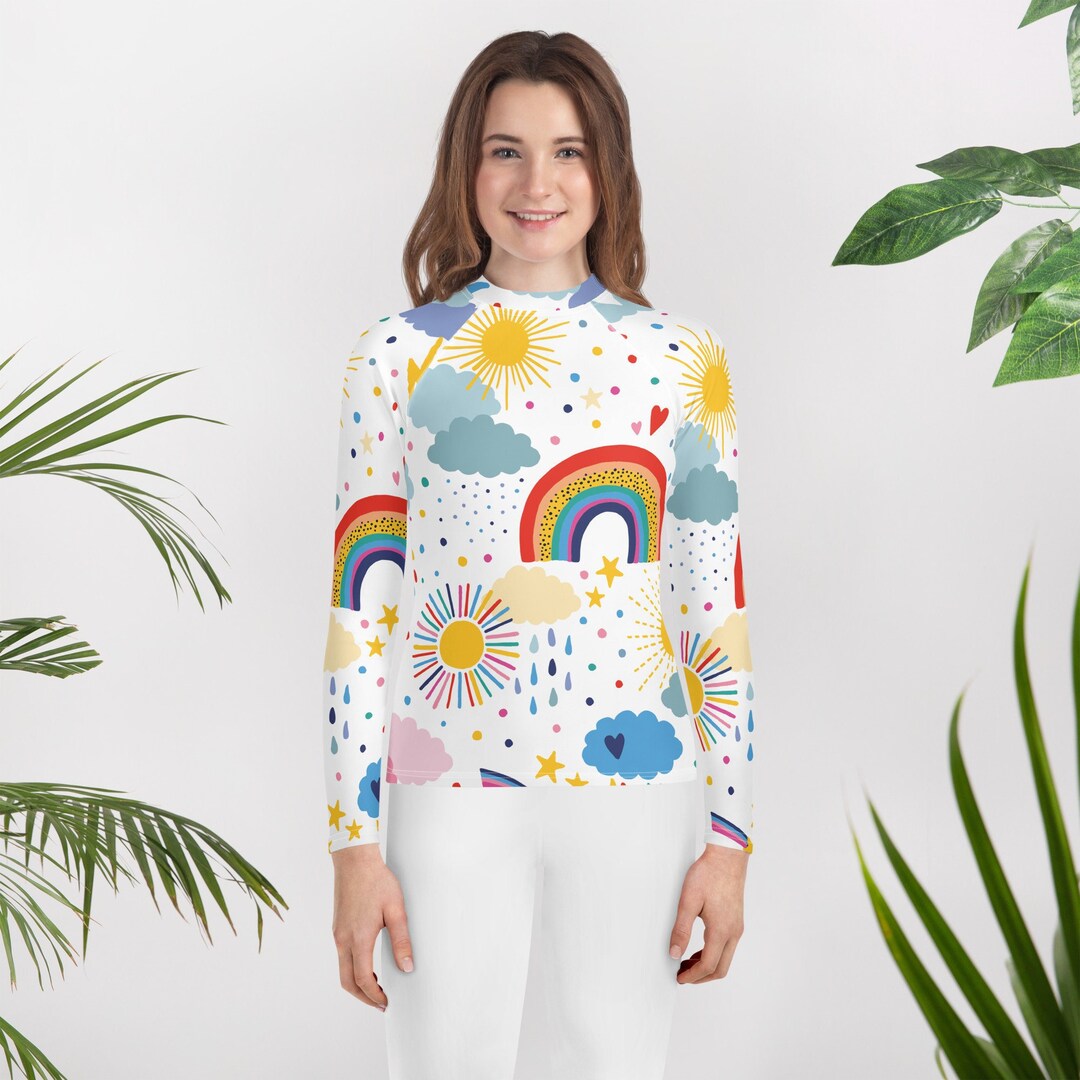Tween Rash Guard Teen Swimsuit Girls Colorful Rash Guard for Kids Long ...