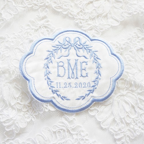 Custom Embroidered Wedding Dress Patch With Monogram | Etsy