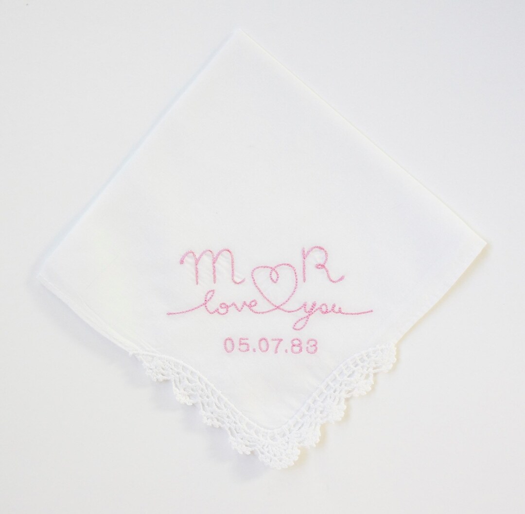 LADIES LOVE NOTE Design Embroidered Monogrammed Handkerchief - Etsy