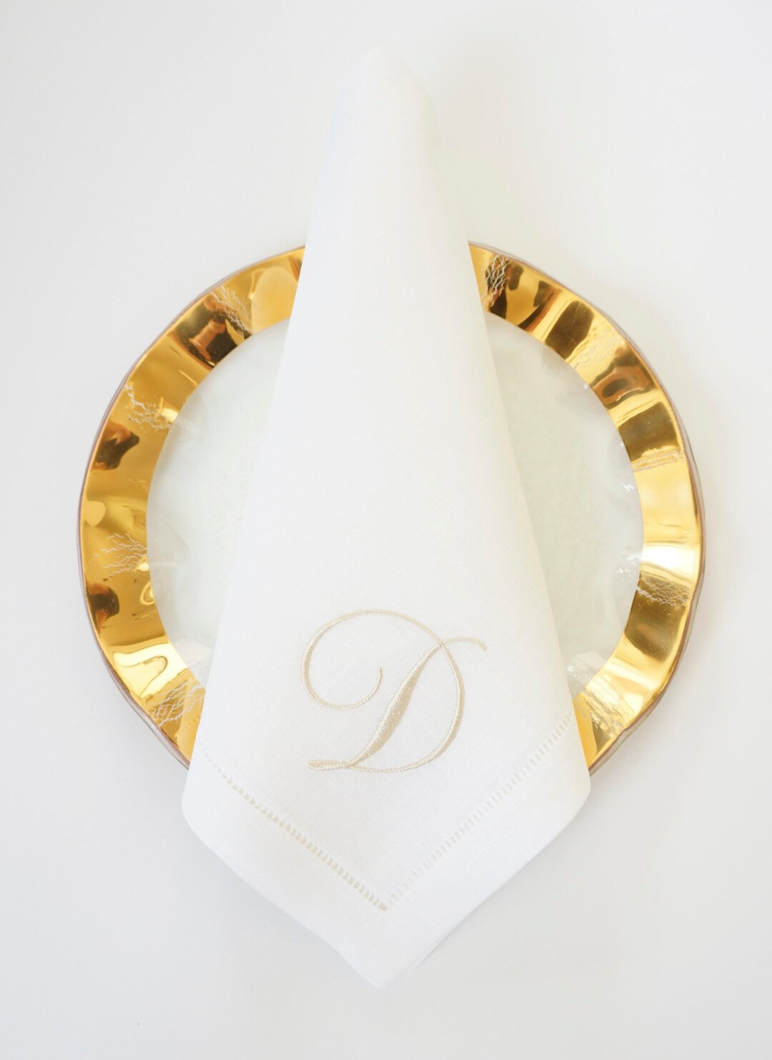 LILY SCRIPT Monogram Embroidered Cloth Dinner Napkins and Guest Hand ...