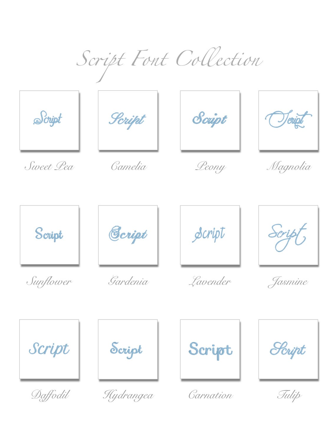 LADIES MONOGRAM SCRIPT Fonts Collection Embroidered - Etsy