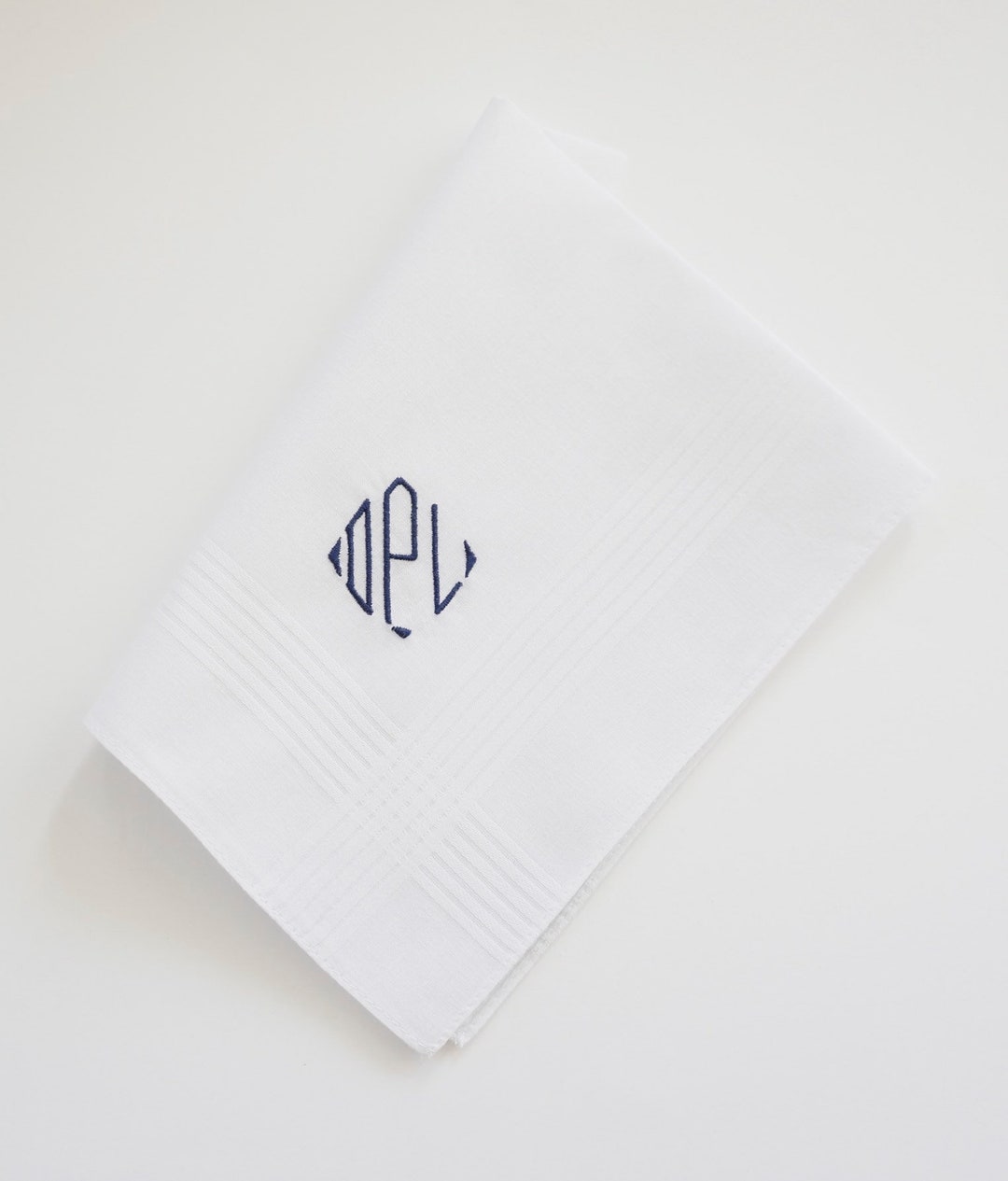 MENS CLASSIC DIAMOND Font Embroidered Monogrammed Handkerchief, Wedding ...