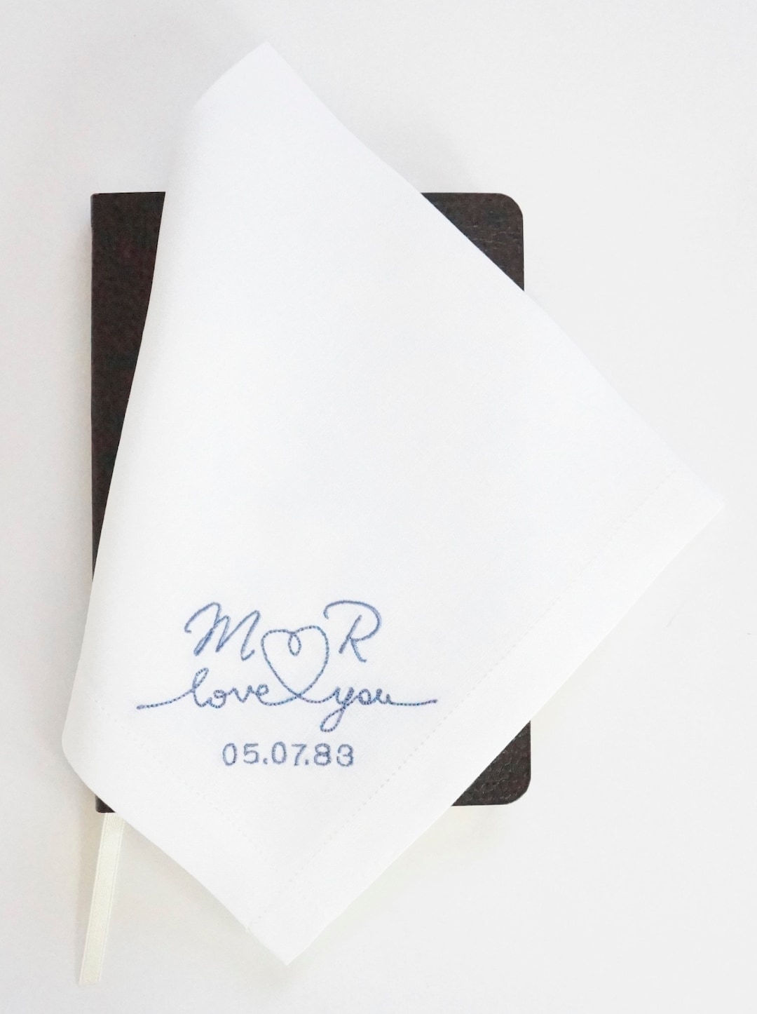 LOVE NOTE FONT Mens Embroidered Monogrammed Handkerchief, Wedding ...