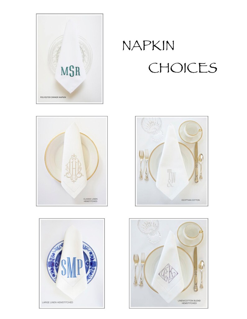 LILY SCRIPT Monogram Embroidered Cloth Dinner Napkins and - Etsy