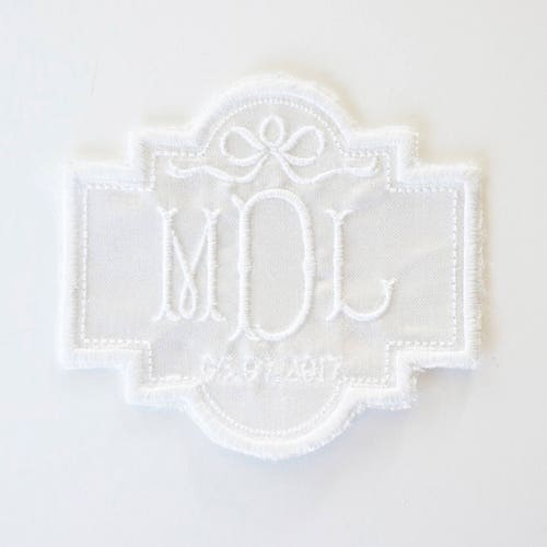 Custom Embroidered Wedding Dress Patch With Monogram | Etsy