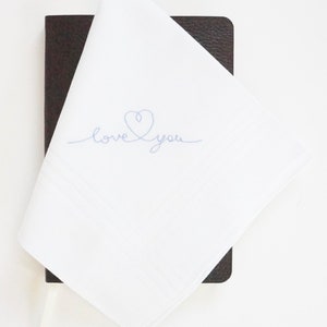 LOVE NOTE FONT Mens Embroidered Monogrammed Handkerchief, Wedding ...