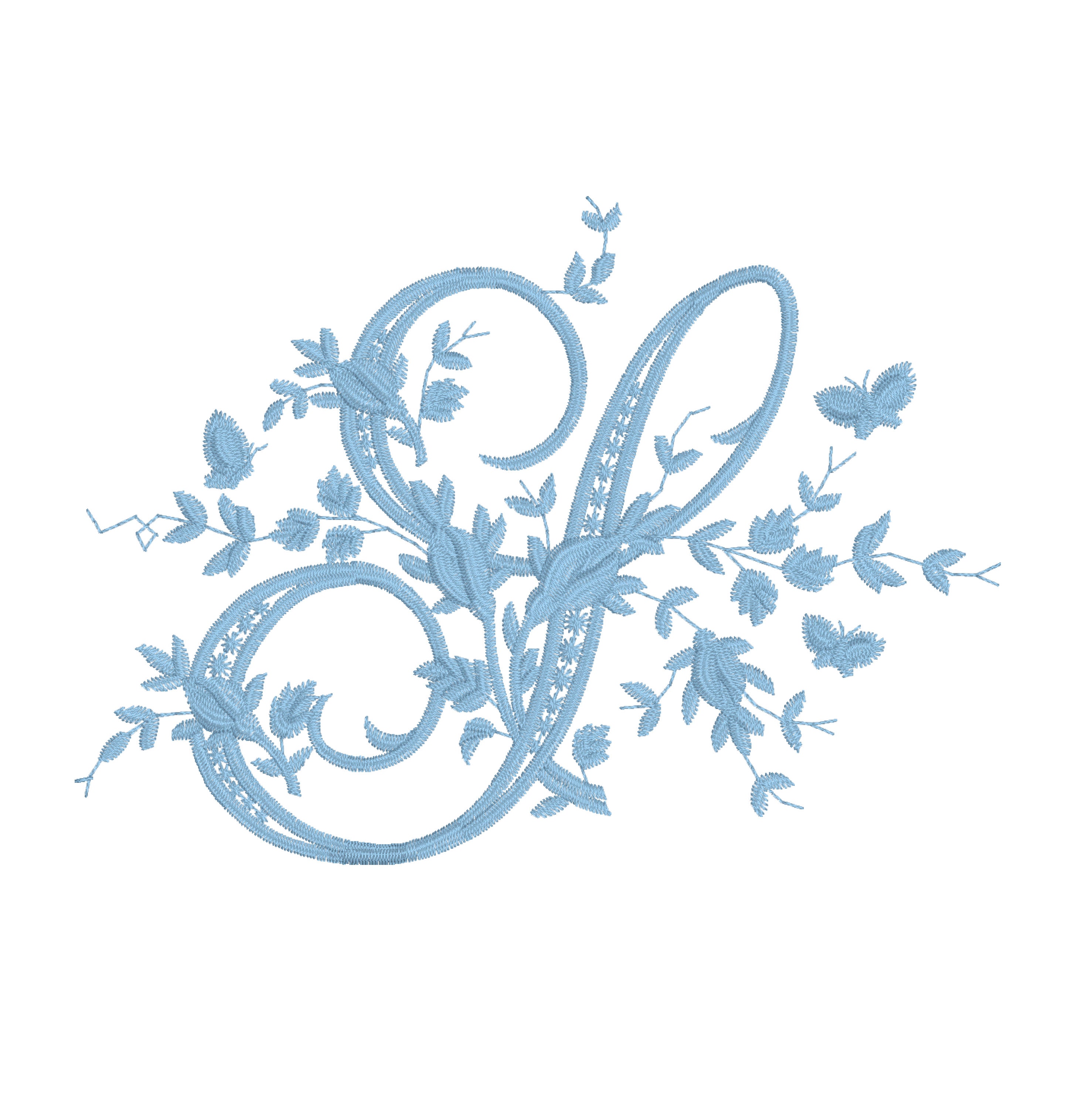 VINTAGE FONT with BUTTERFLIES Embroidered Monogrammed Handkerchief ...