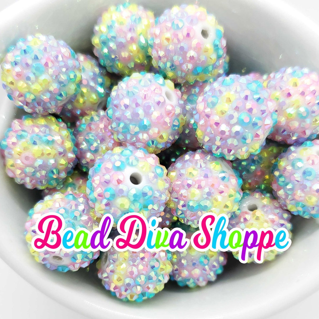 20mm Pink / Blue / Yellow / Purple AB Rhinestone Beads - Etsy