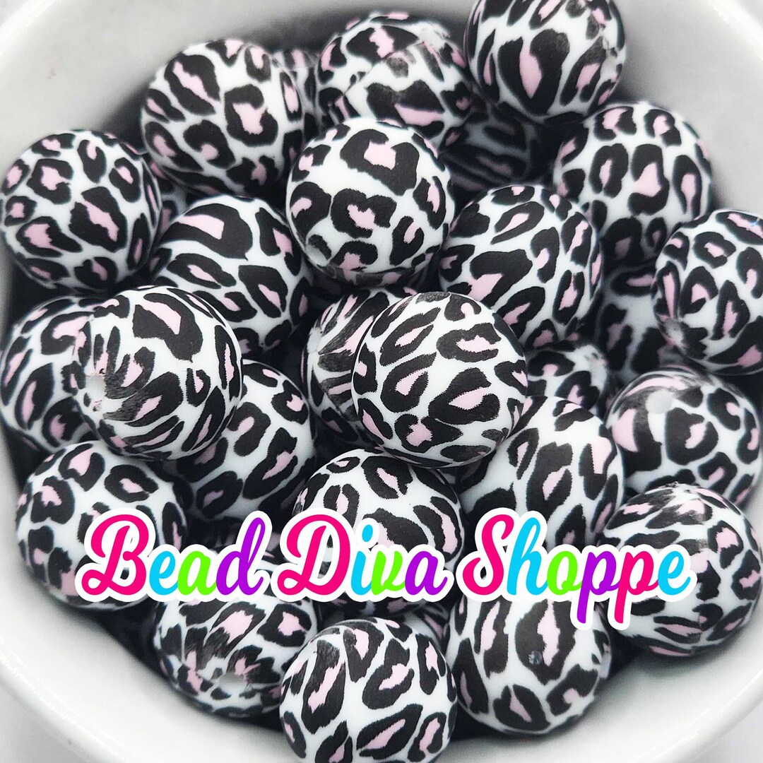 15mm PINK CHEETAH / LEOPARD Round Silicone Beads for Diy and Jewelry ...