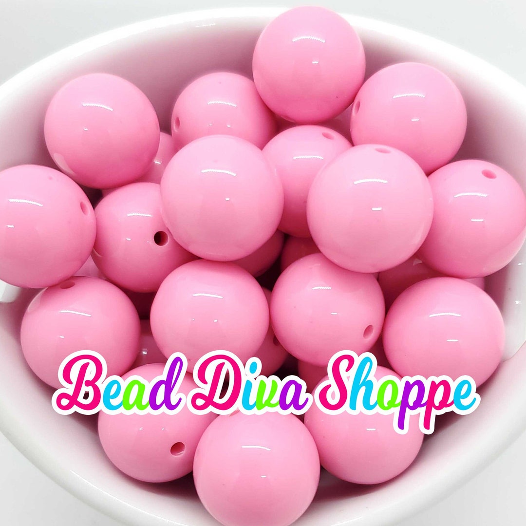 20mm BUBBLEGUM PINK Solid Beads Bubblegum Round Acrylic Beads for DIY ...