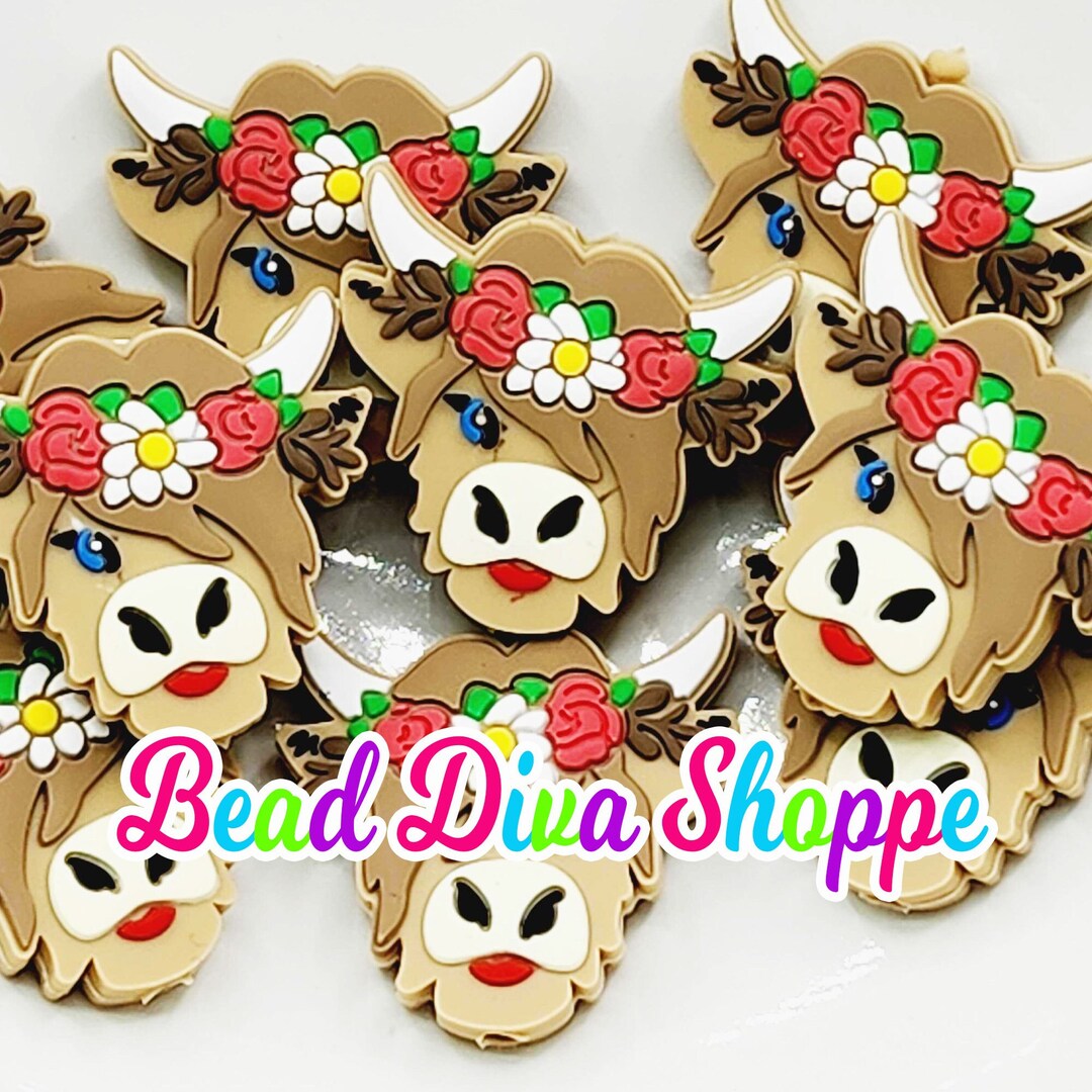 29mm X 28mm ADORABLE HIGHLAND COW Focal Silicone Beads - Etsy